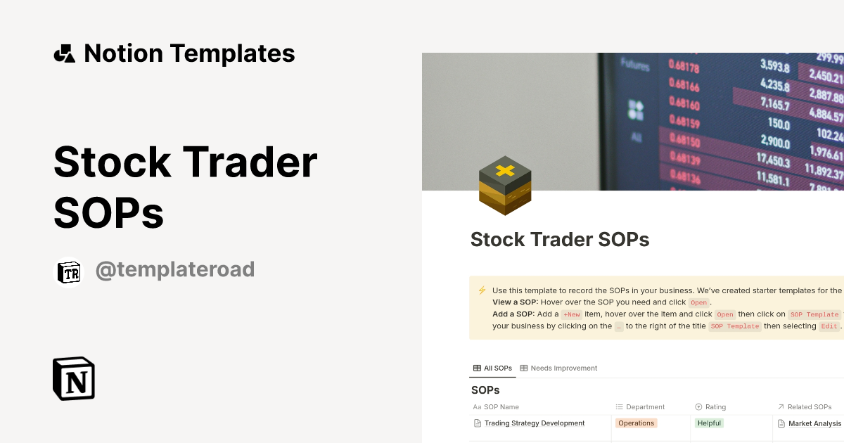 Stock Trader SOPs Template by Template Road | Notion Marketplace