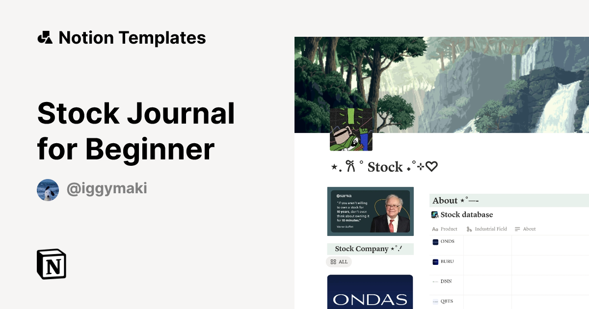 Stock Journal for Beginner Template by Iggymaki | Notion Marketplace