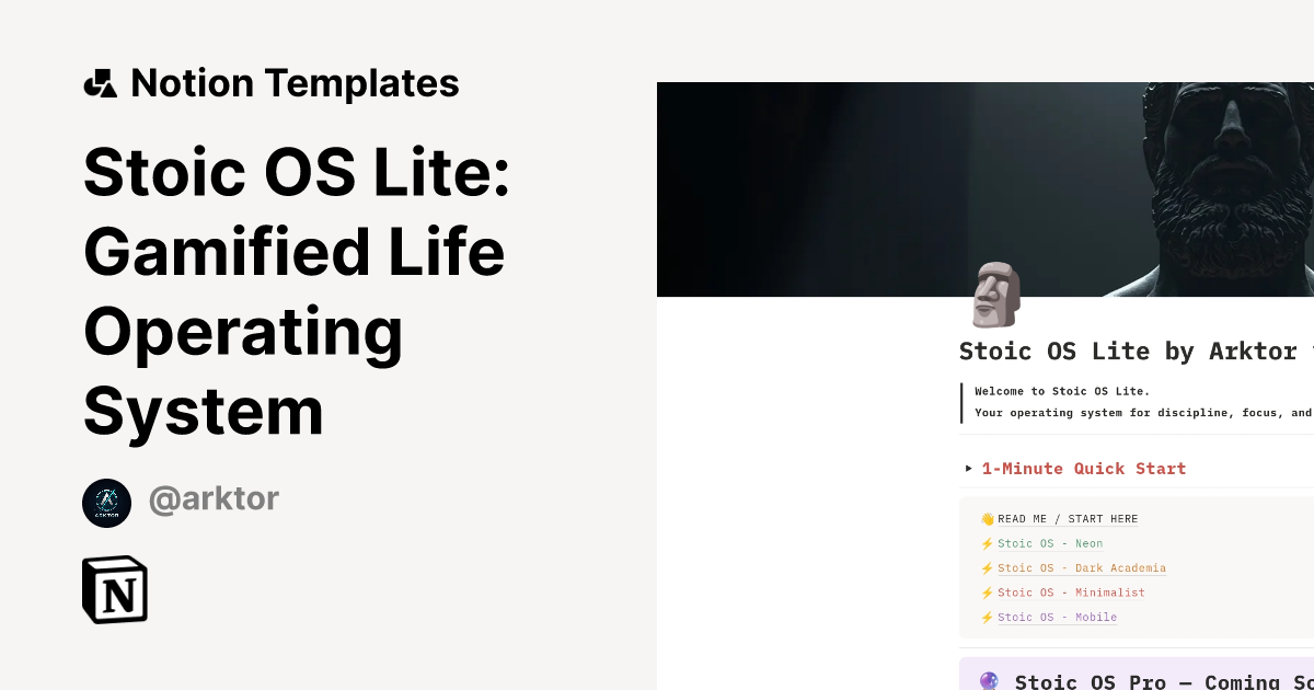Stoic OS Lite: Gamified Life Operating System Template by Arktor ...