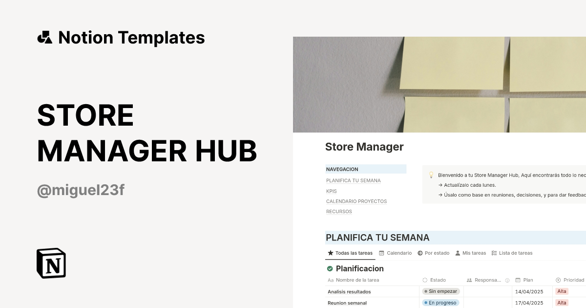 STORE MANAGER HUB Template by Miguel Gonzalez | Notion Marketplace
