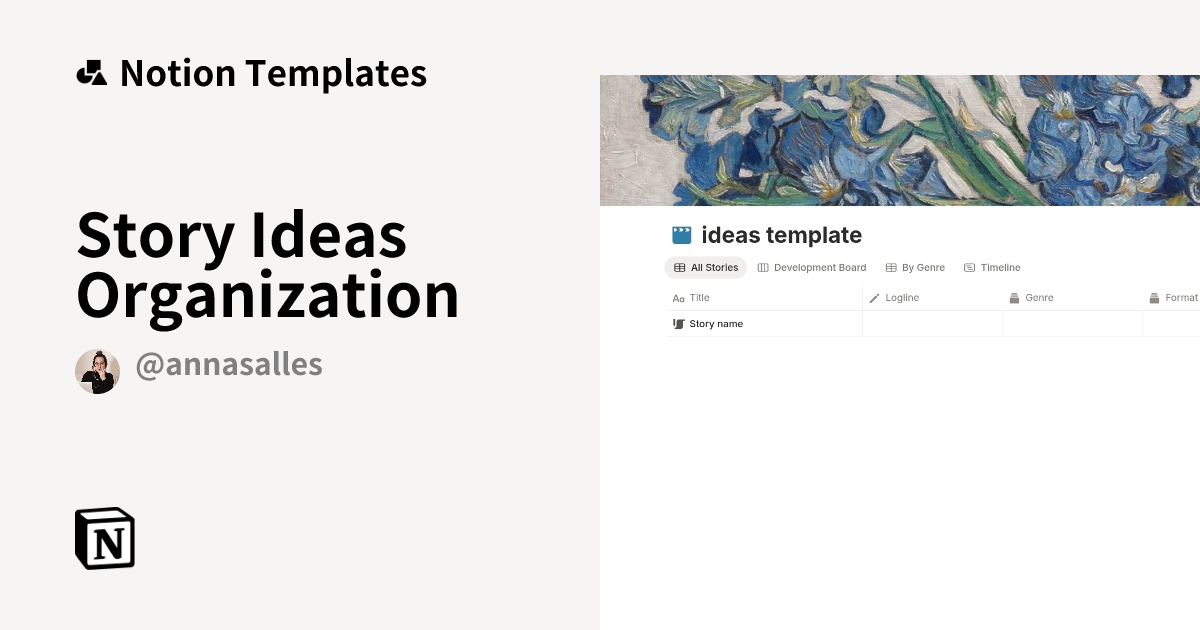 Story Ideas Organization Template by A.F. Salles | Notion Marketplace