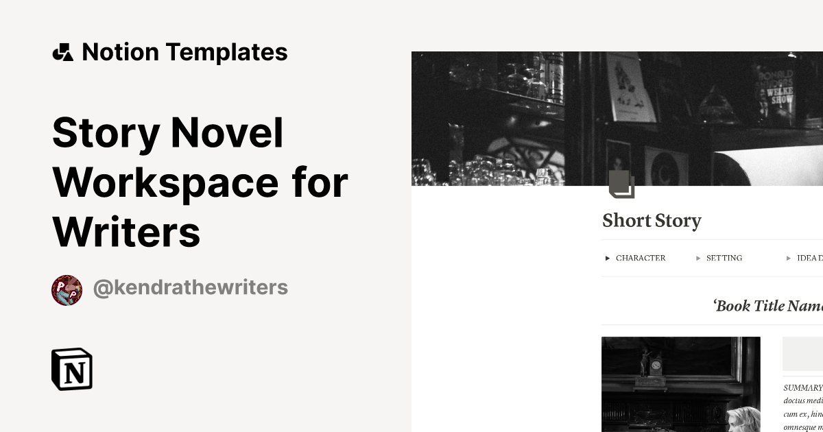 Story Novel Workspace for Writers Template | Notion Marketplace