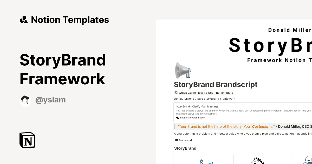 StoryBrand Framework Template by Yslam | Notion Marketplace