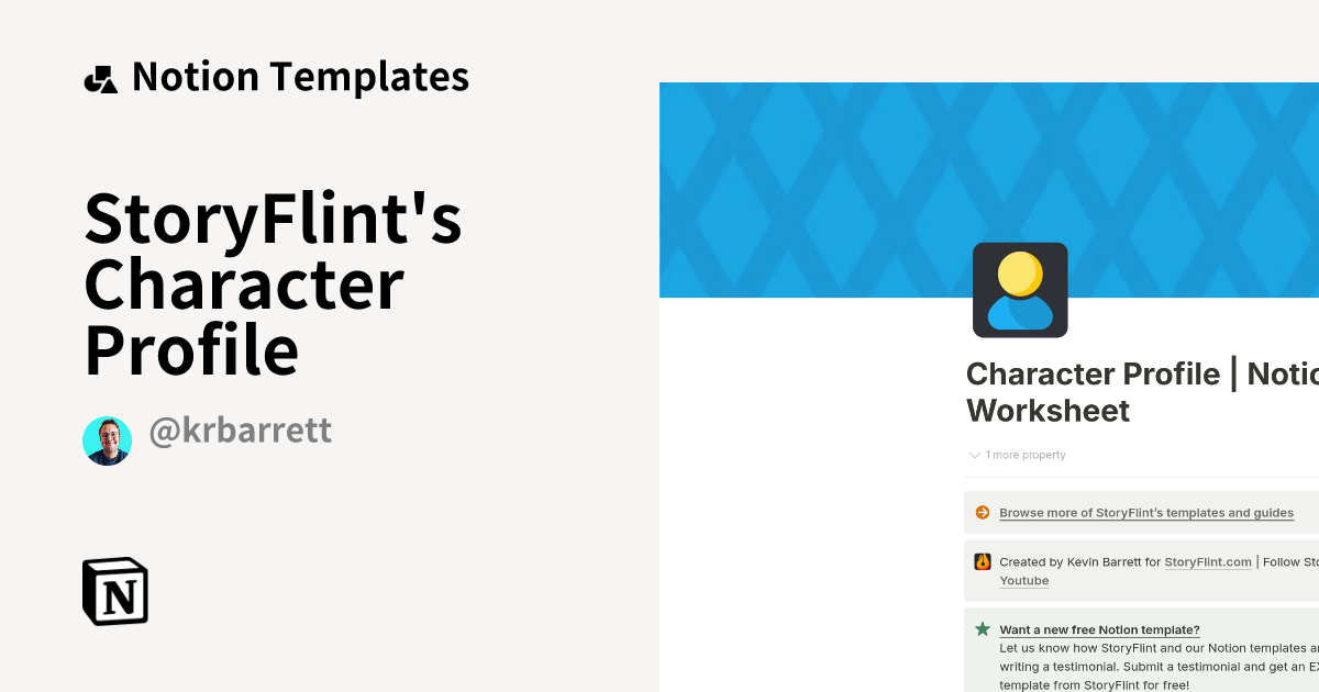 StoryFlint's Character Profile Template by Kevin Barrett | Notion ...