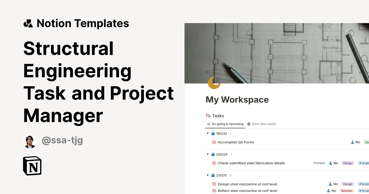 Structural Engineering Task and Project Manager Template | Notion Marketplace