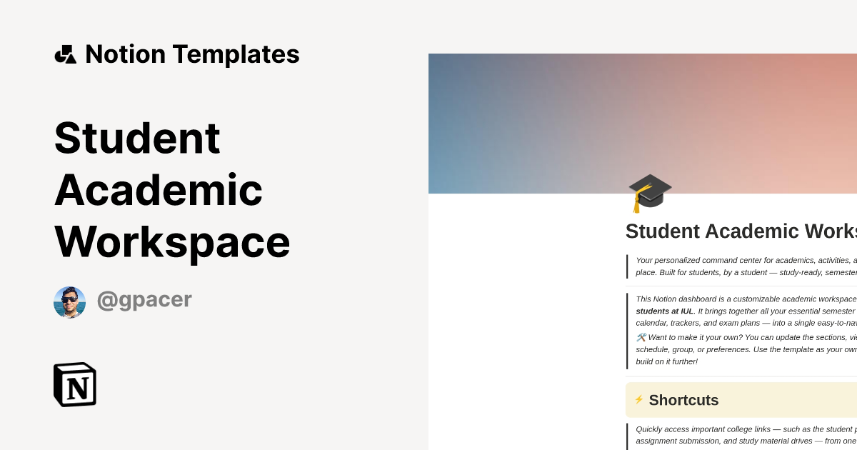 Student Academic Workspace Template | Notion Marketplace