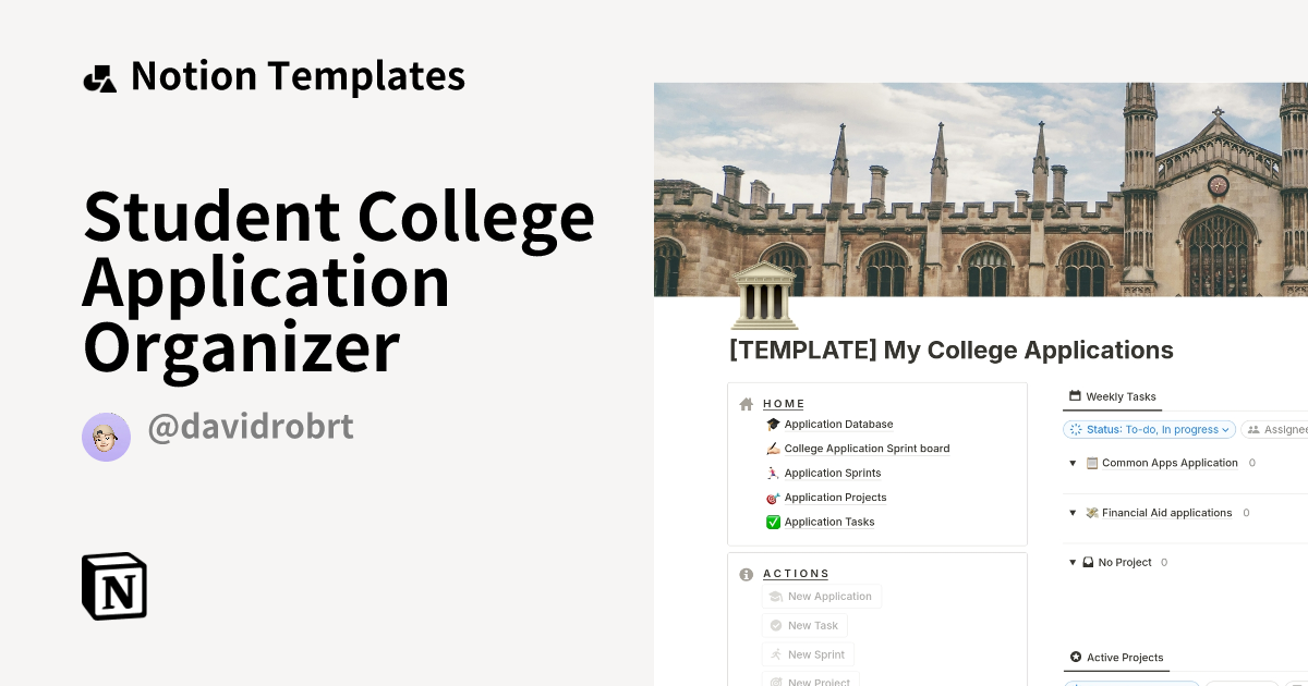 Student College Application Organizer Template | Notion Marketplace
