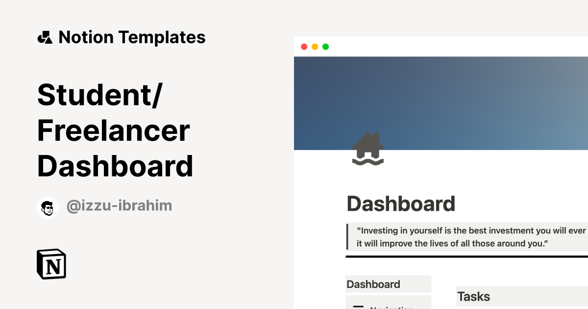 Student/Freelancer Dashboard Template | Notion Marketplace