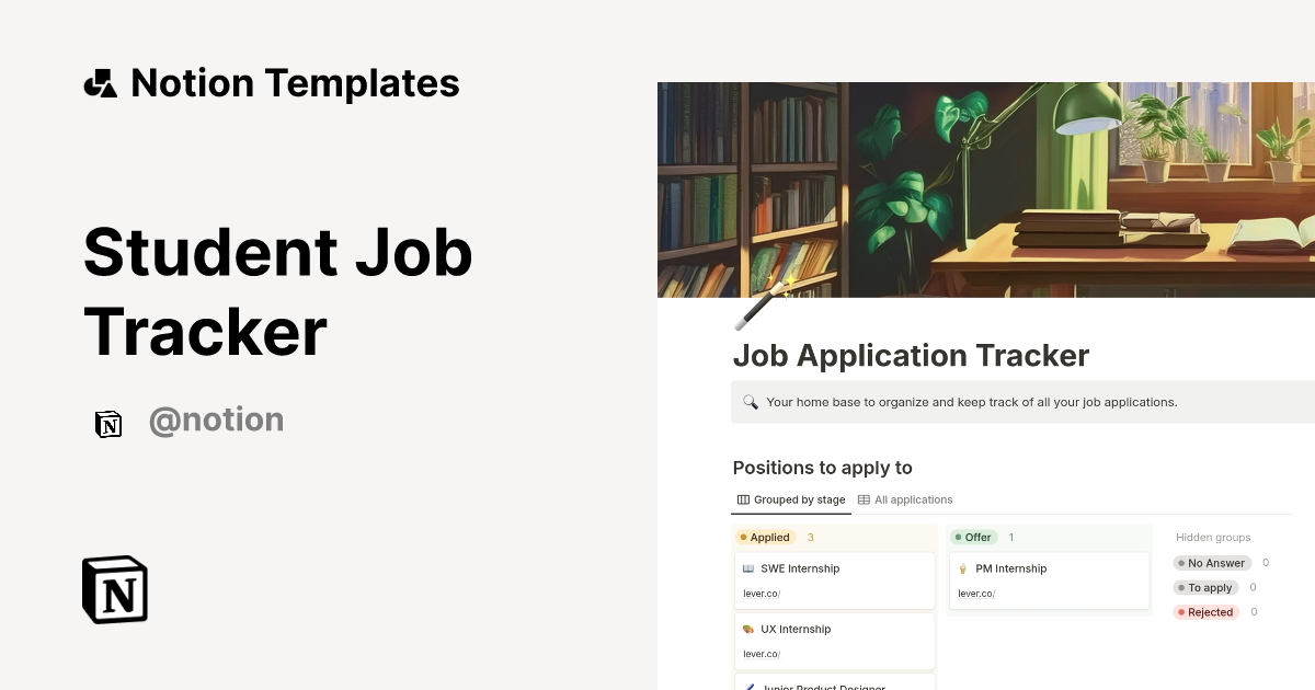 Student Job Tracker 2025 Template | Notion Marketplace