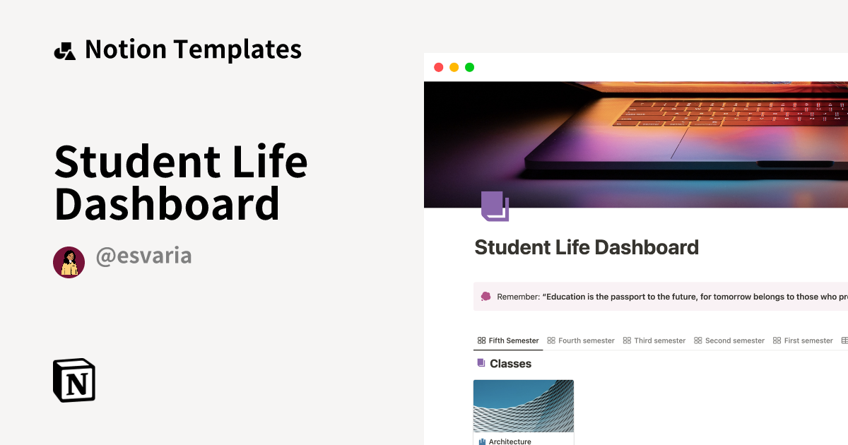 Student Life Dashboard Template | Notion Marketplace