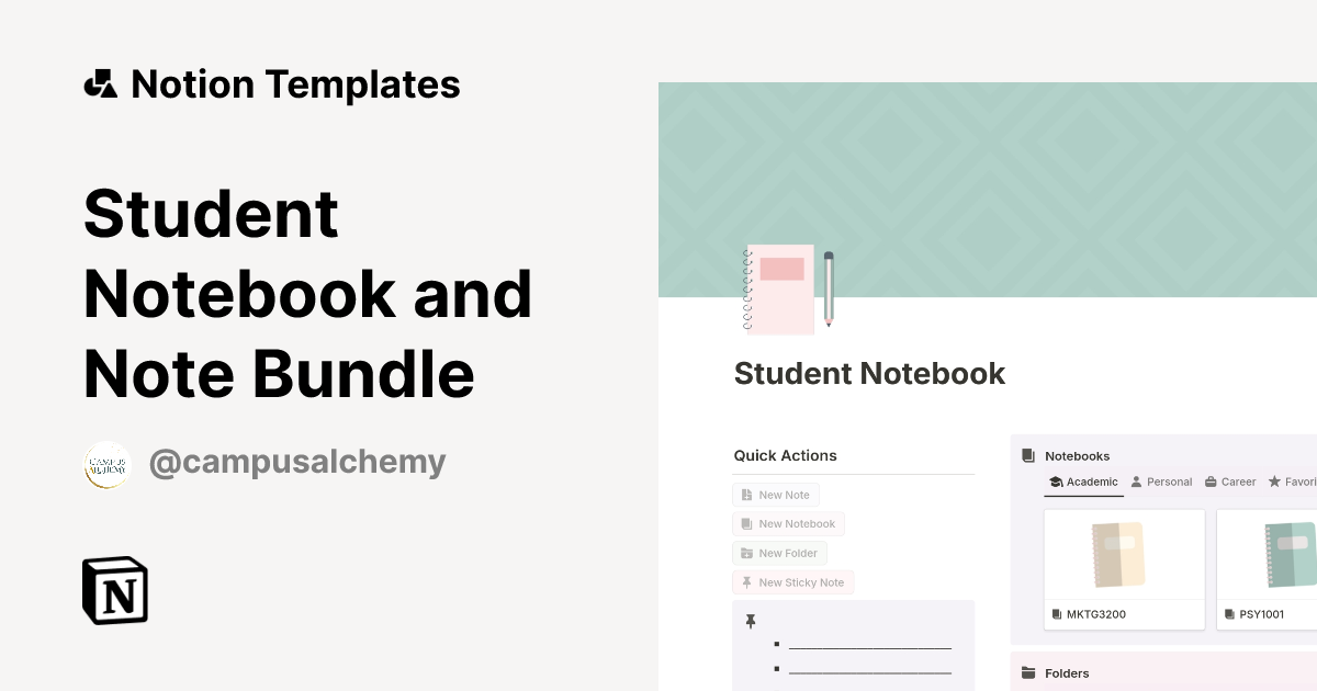 Student Notebook and Note Bundle Template | Notion Marketplace
