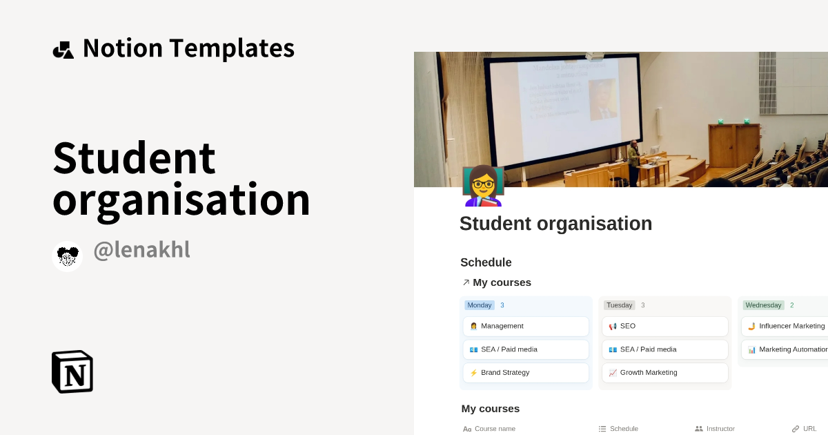 Student organisation Template | Notion Marketplace