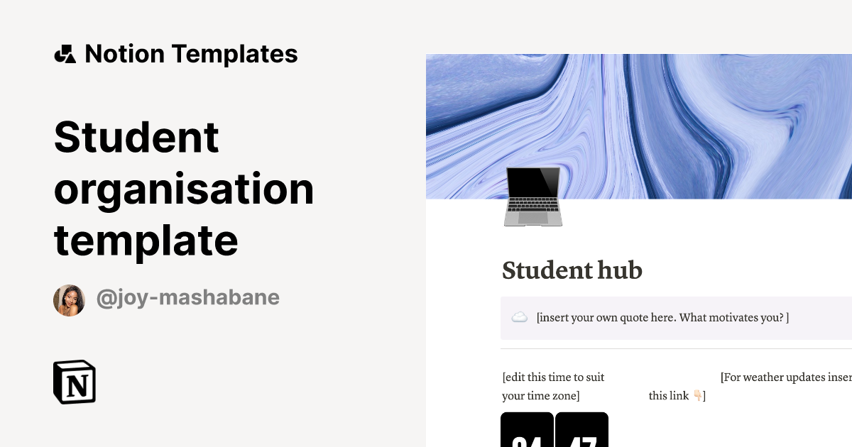Student organisation template Template | Notion Marketplace