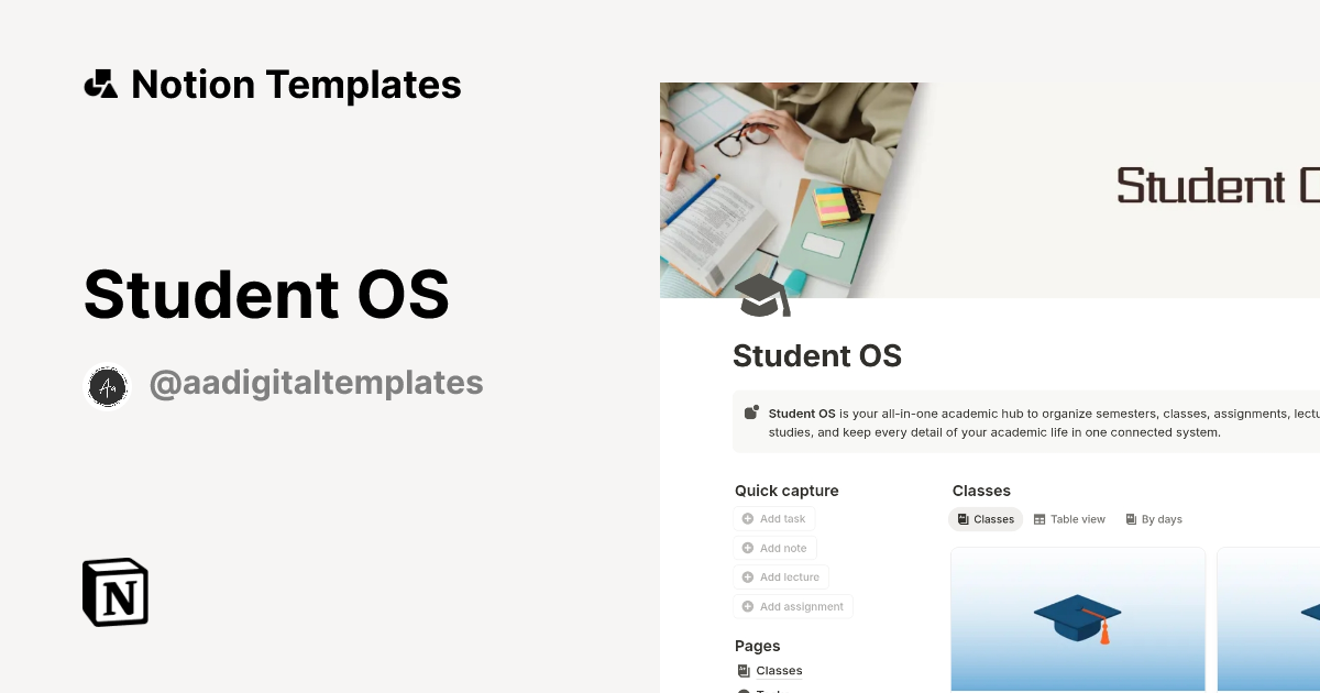 Student OS Template by AA Digital templates | Notion Marketplace