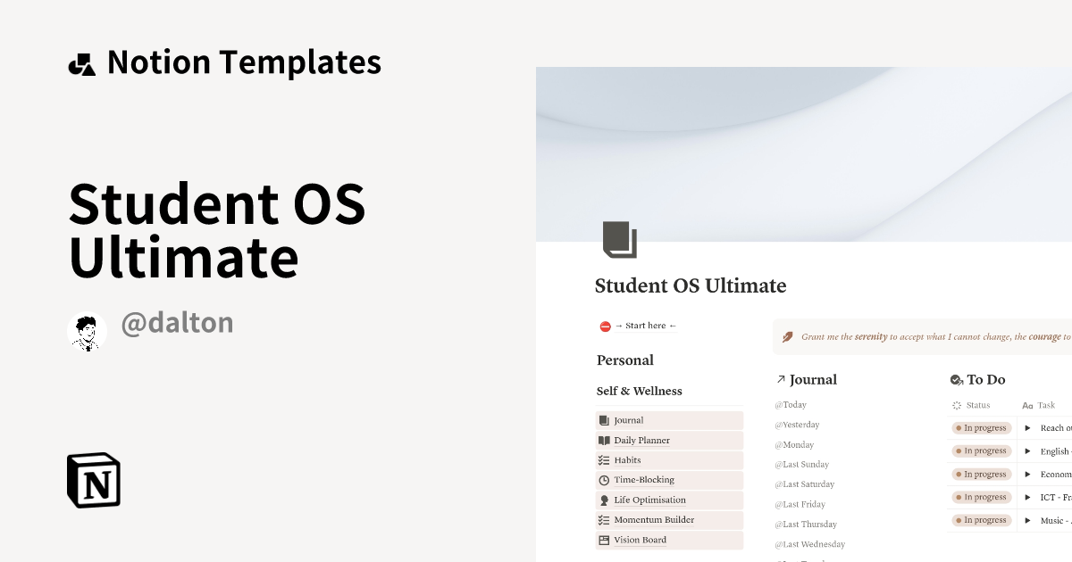 Student OS Ultimate Template by Dalton | Notion Marketplace