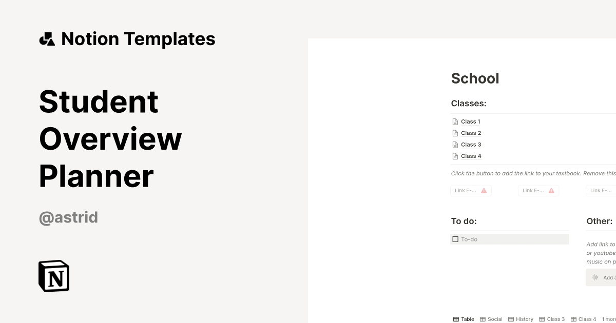 Student Overview Planner Template | Notion Marketplace