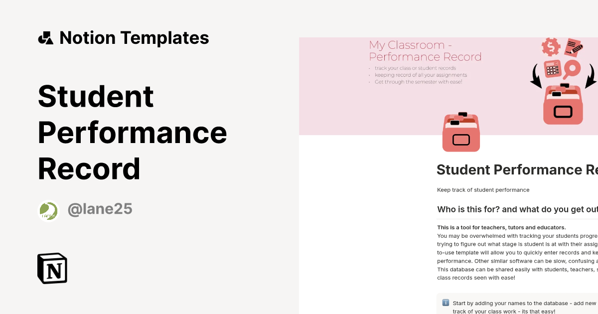 Student Performance Record Template | Notion Marketplace