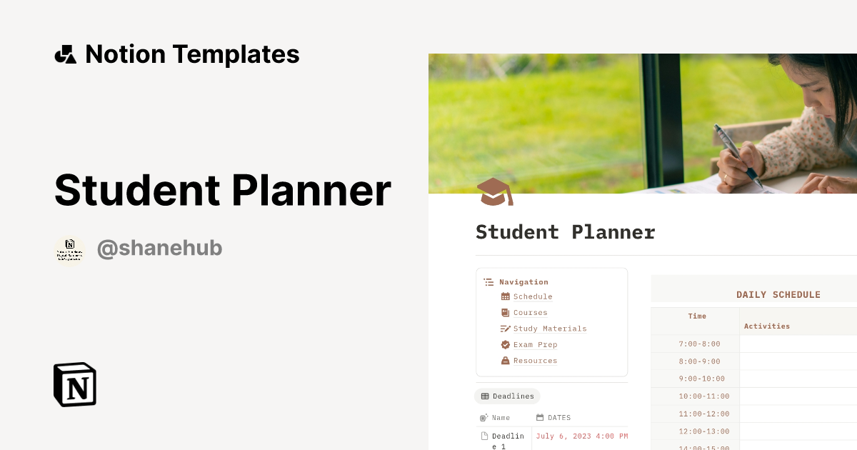 Student Planner Template by shane | Notion Marketplace