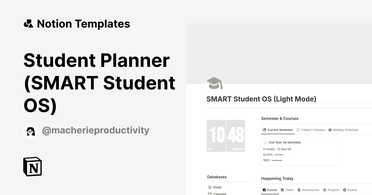 Student Planner (SMART Student OS) Template | Notion Marketplace