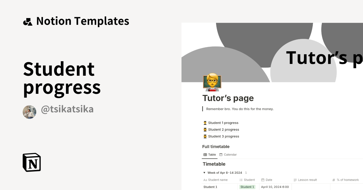 Student progress Template | Notion Marketplace