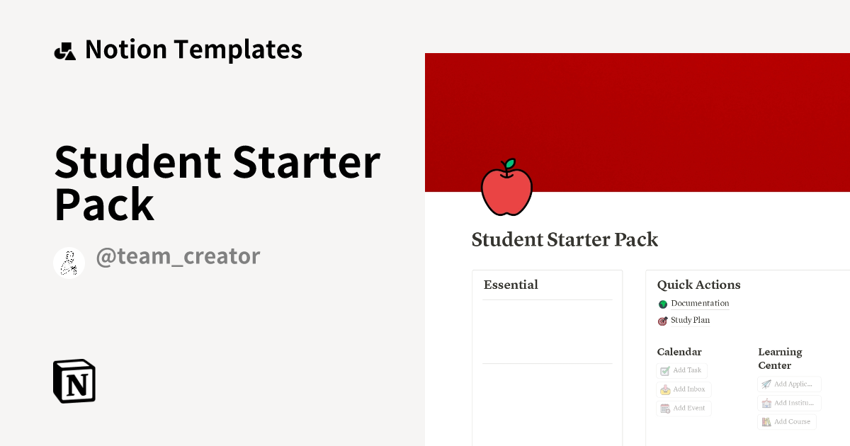 Student Starter Pack Template by Andres Cortes | Notion Marketplace