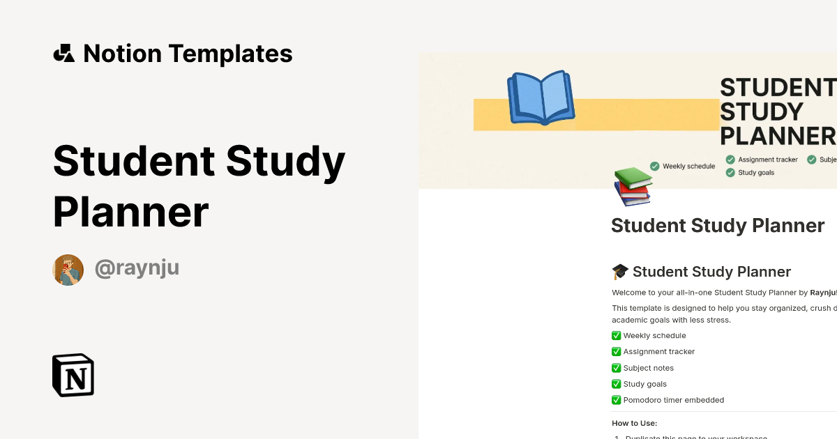 Student Study Planner Template | Notion Marketplace