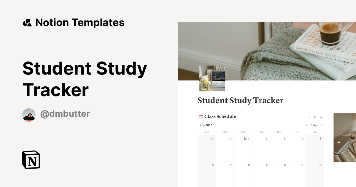 Student Study Tracker Template by daylynmaglangit | Notion Marketplace