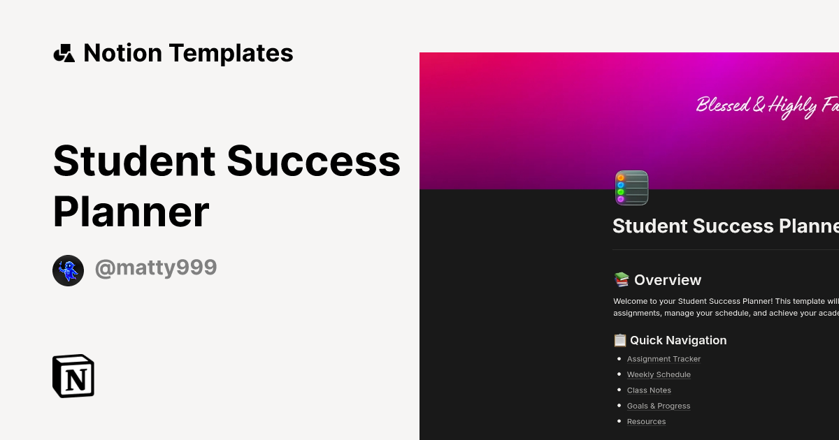 Student Success Planner Template | Notion Marketplace
