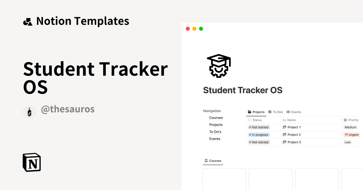 Student Tracker OS Template by Thesauros | Notion Marketplace
