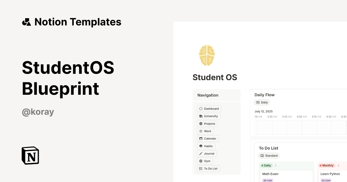 StudentOS Blueprint Template by Koray | Notion Marketplace