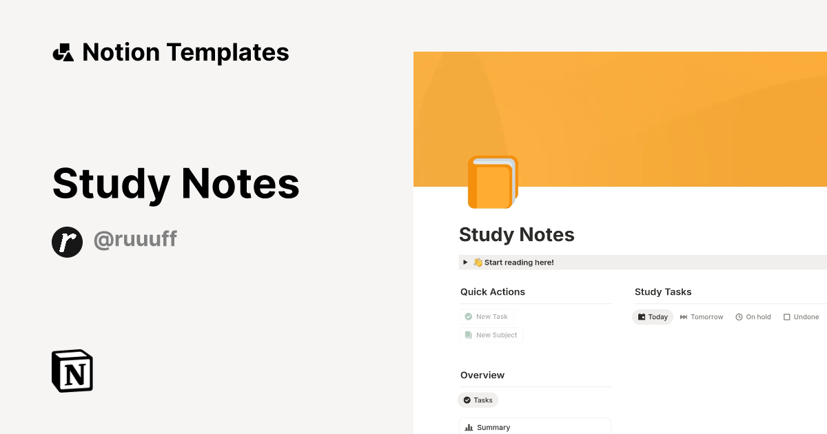 Study Notes Template by ruff | Notion Marketplace