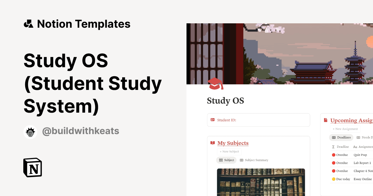 Study OS (Student Study System) Template by Keats | Notion Marketplace