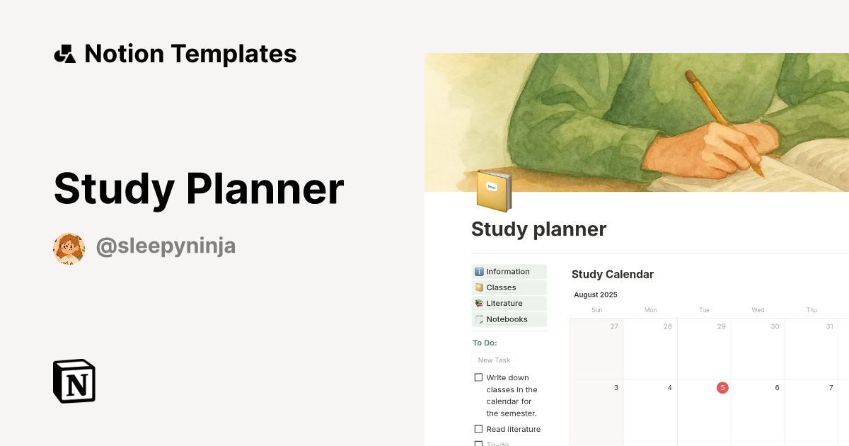 Study Planner Template | Notion Marketplace