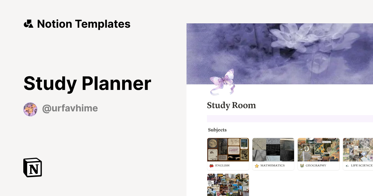 Study Planner Template by Yara~ | Notion Marketplace