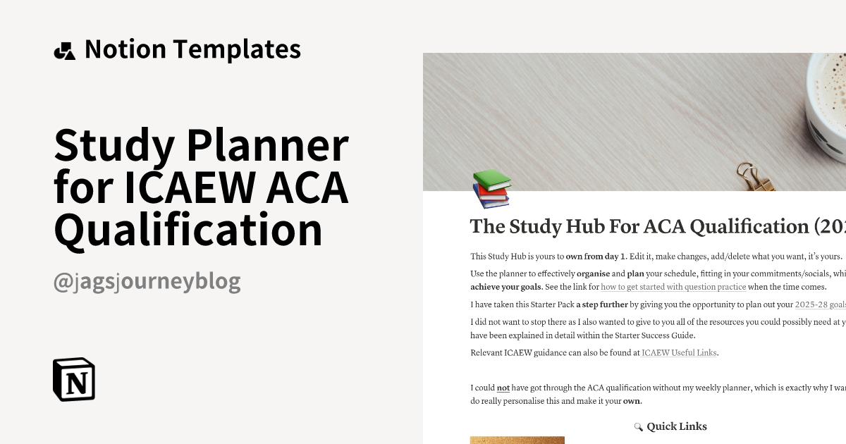 Study Planner for ICAEW ACA Qualification Template | Notion Marketplace