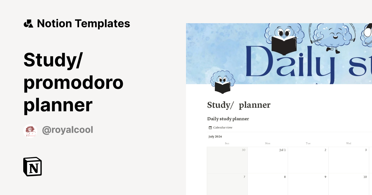 Study/promodoro planner Template | Notion Marketplace