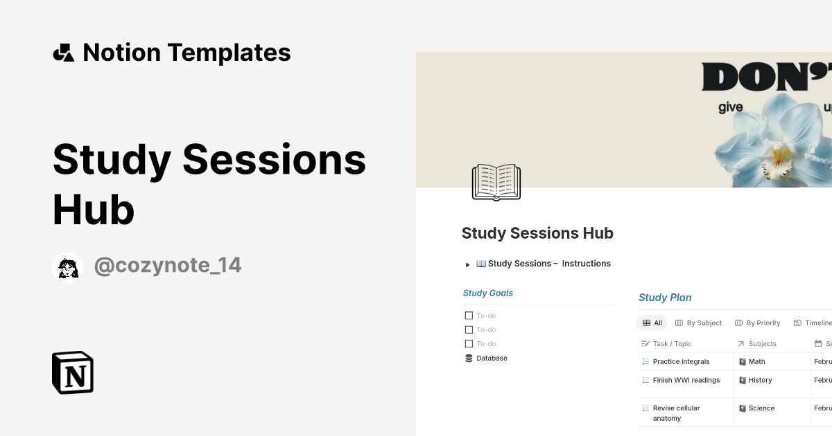 Study Sessions Hub Template | Notion Marketplace