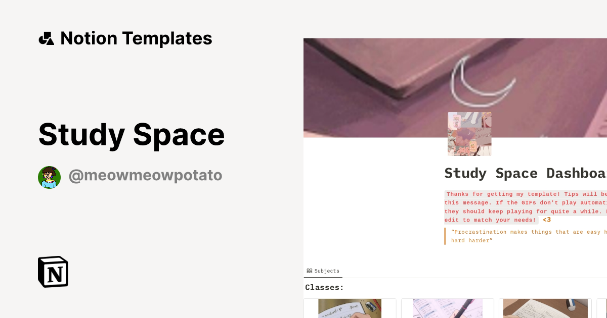 Study Space Template | Notion Marketplace
