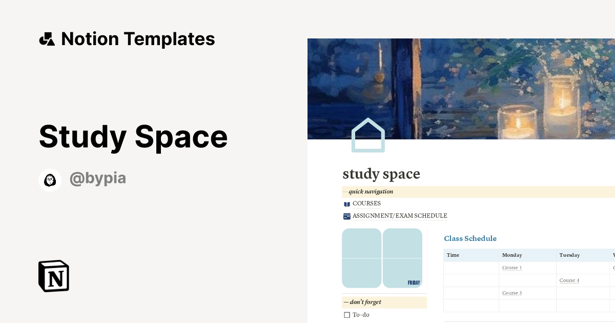 Study Space Template by Pia | Notion Marketplace