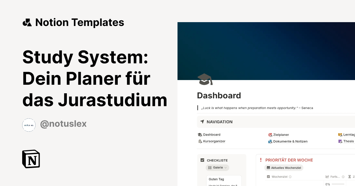 Study System: Dein Planer für das Jurastudium Template by notus lex ...