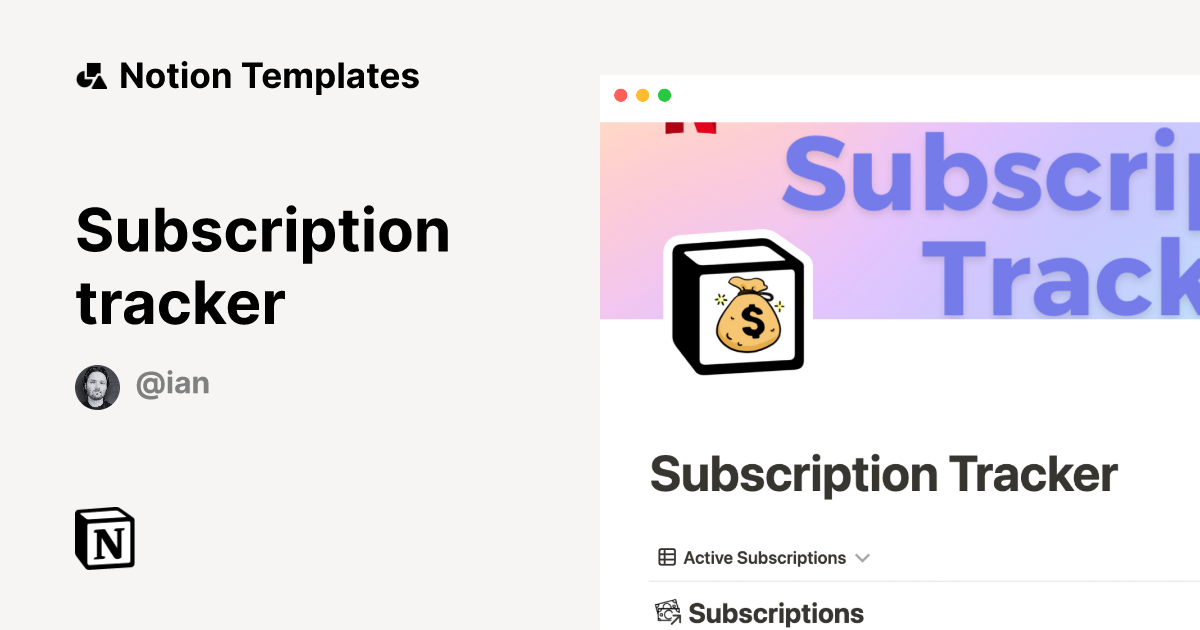 Subscription tracker Template | Notion Marketplace