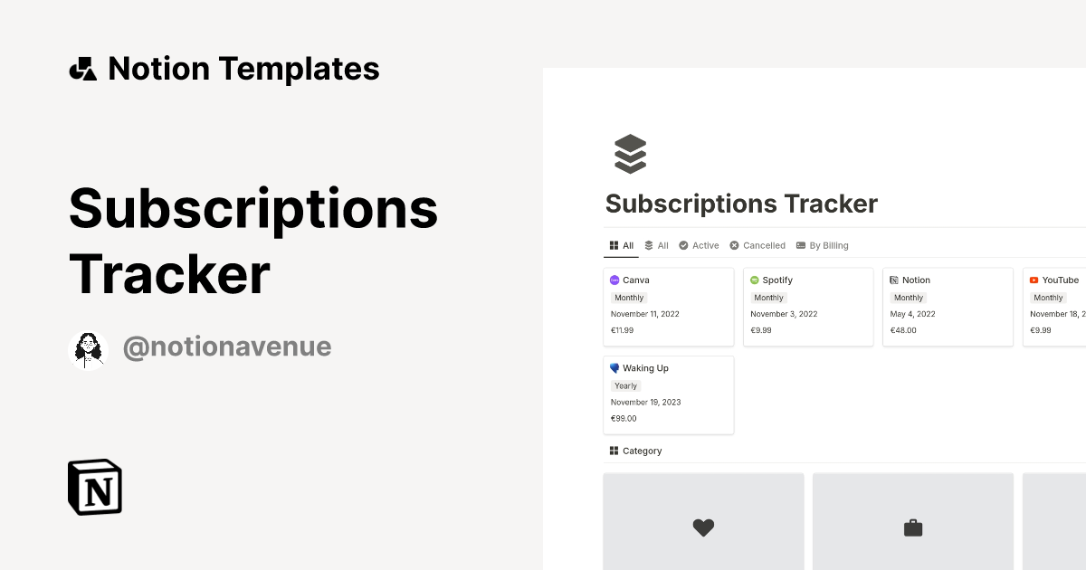 Subscriptions Tracker Template | Notion Marketplace
