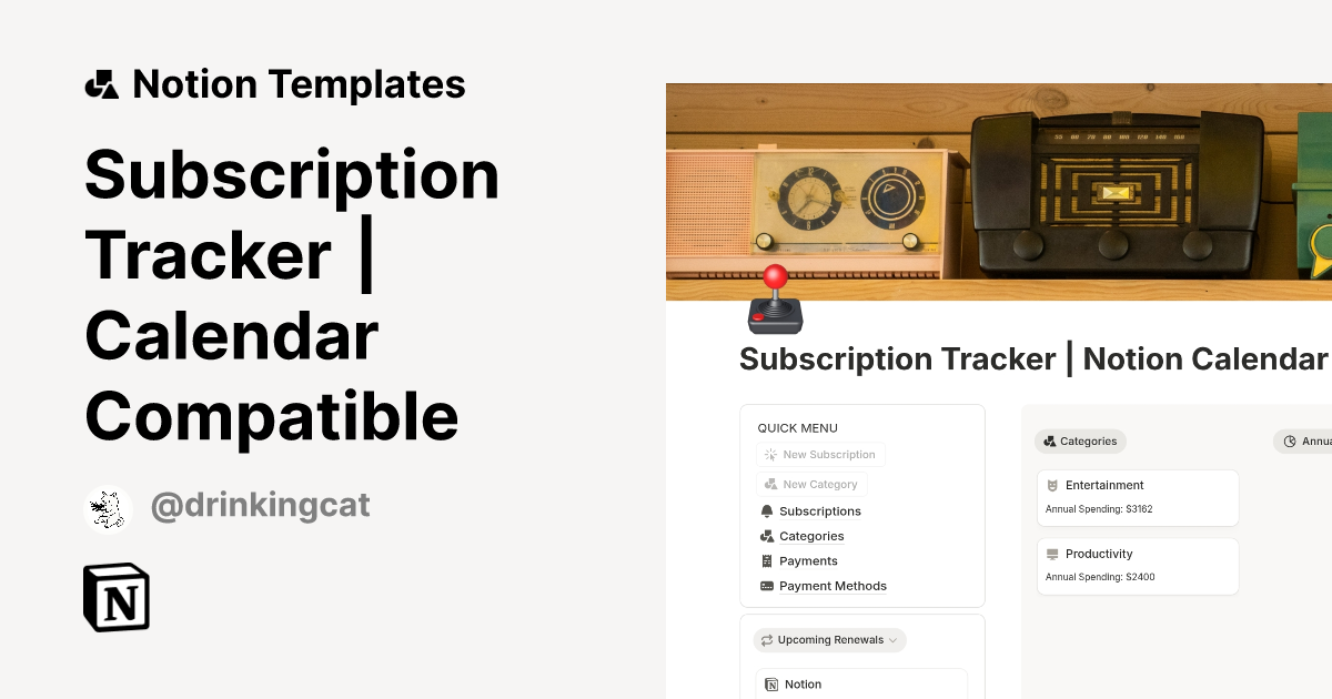Subscription Tracker | Calendar Compatible Template | Notion Marketplace