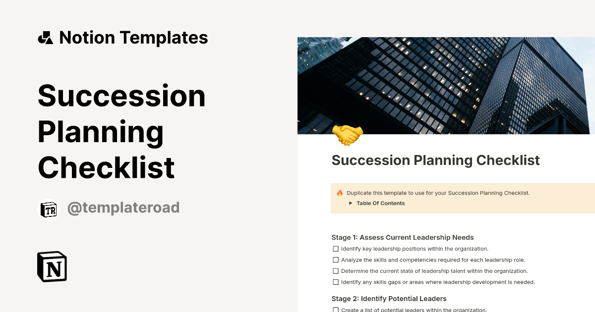 Succession Planning Checklist Template | Notion Marketplace