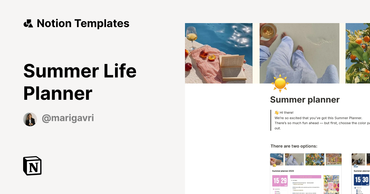 Summer Life Planner Template by marigavri | Notion Marketplace