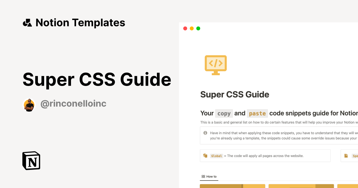 Super CSS Guide Template by Luis⚡Rincón | Notion Marketplace