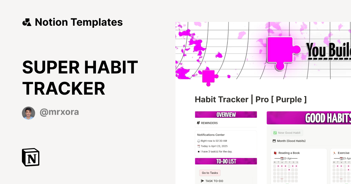 SUPER HABIT TRACKER Template by Mr. Xora | Notion Marketplace