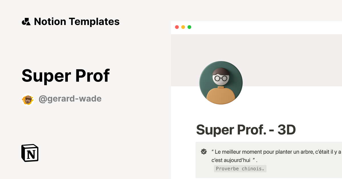 Super Prof Template by Gerard WADE | Notion Marketplace