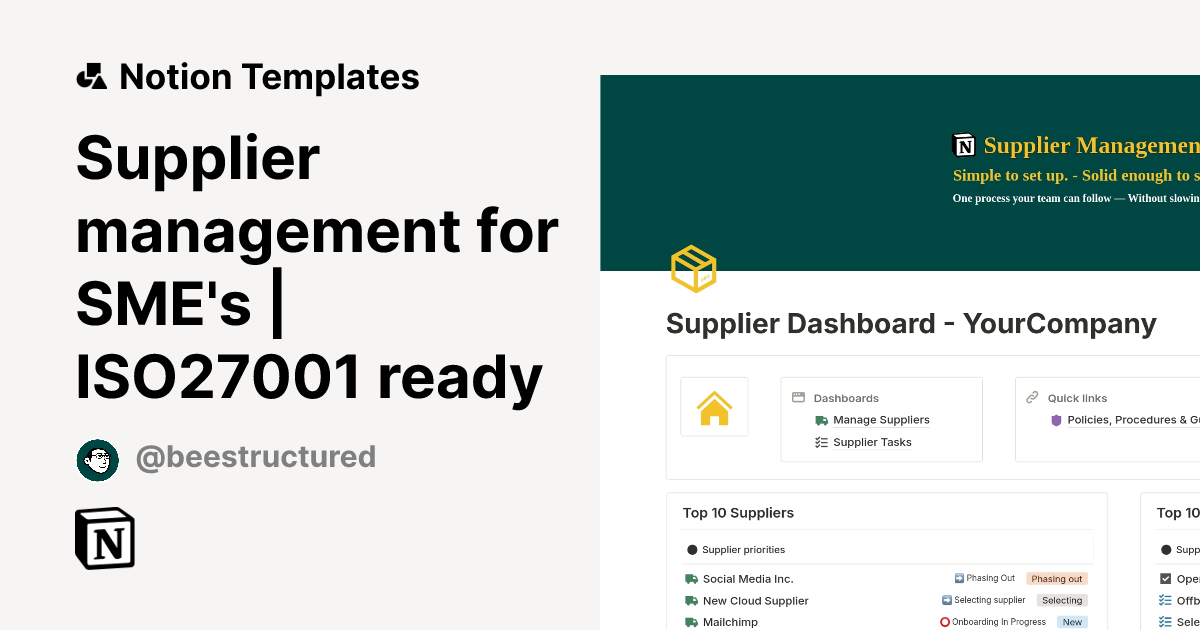 Supplier management for SME's | ISO27001 ready Template by ...