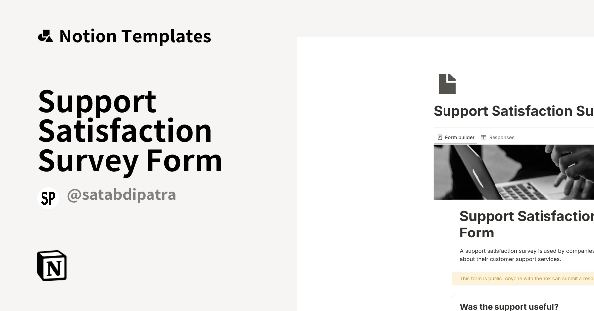 Support Satisfaction Survey Form Template | Notion Marketplace